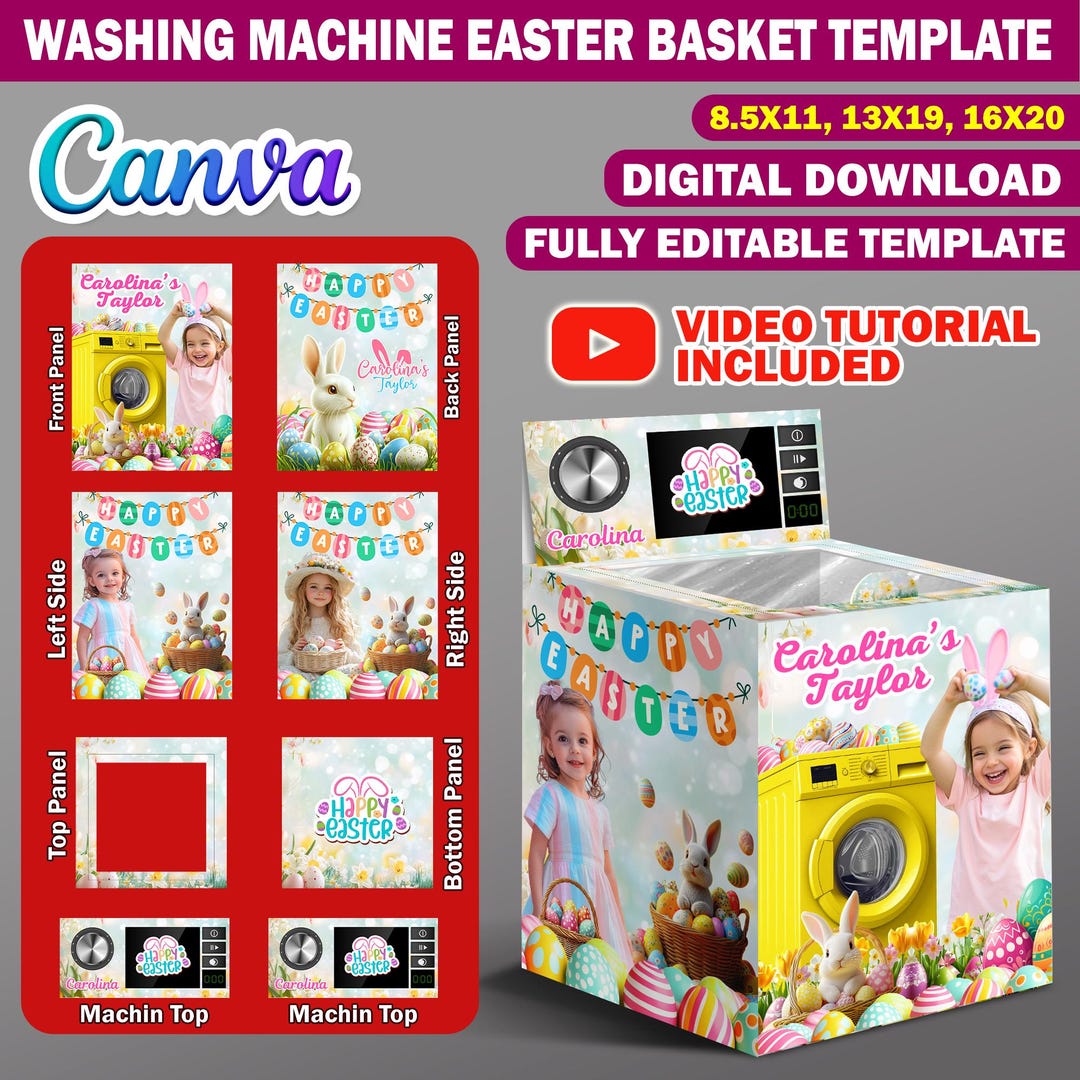 Top Load Washing Machine Gift Box Canva Design Template, Foam Board ...