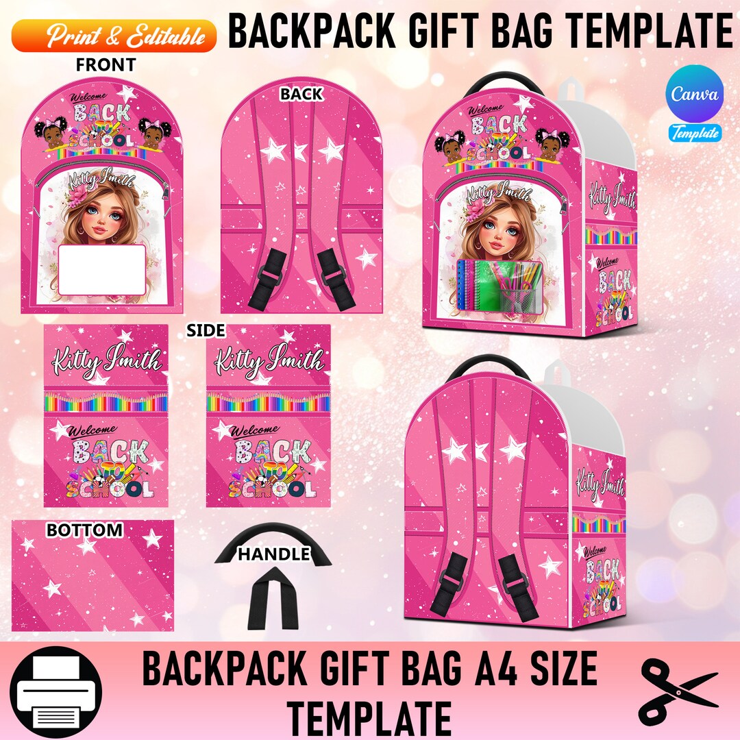 Backpack Gift Box Design, Back to School Gift Book Bag Gift Box Canva ...