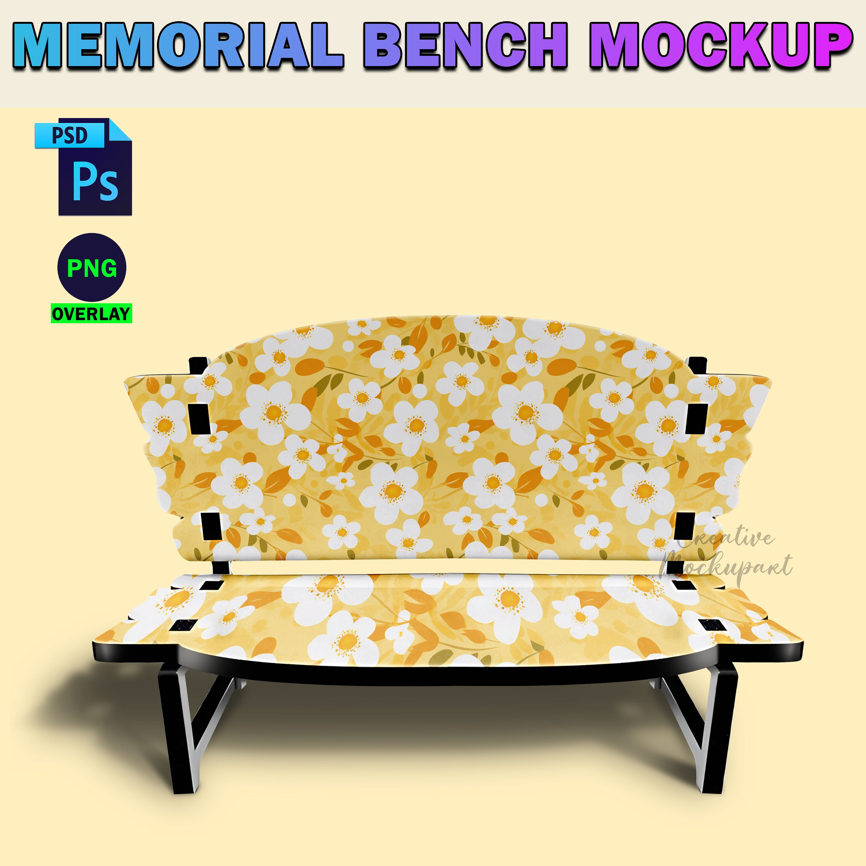 Dye Sublimation MDF Memorial Mini Bench Mockup | Insert Your Own Design ...