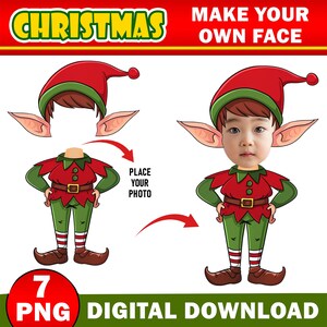 Christmas Add Your Own Photo Face, DIY Elf Yourself PNG Bundle, Elf ...