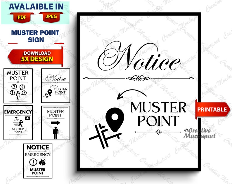 Muster Point Sign Printable Sign Pack Emergency Muster Point - Etsy