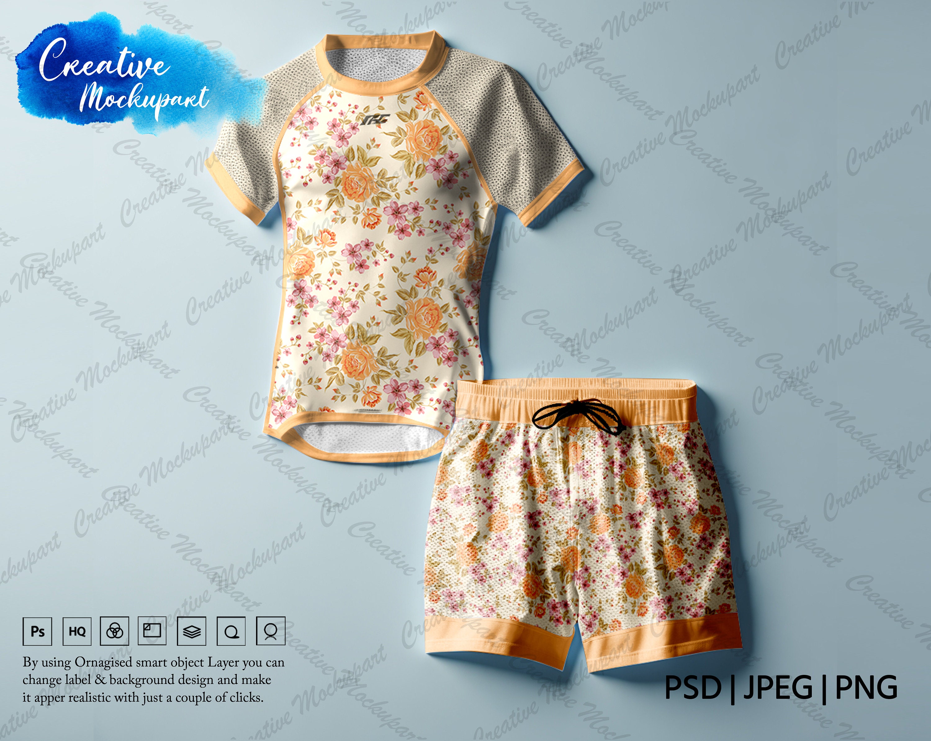 White Rash Guard and Swim Shorts Mockup Summer Fashion - Etsy