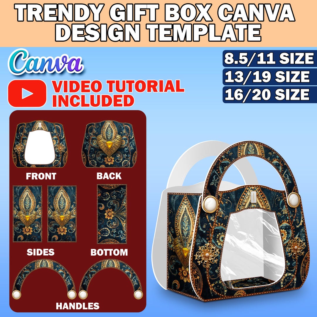 Trendy Hamper Bag Gift Bag Box Template, Luxury Handbag Gift Box, DIY ...