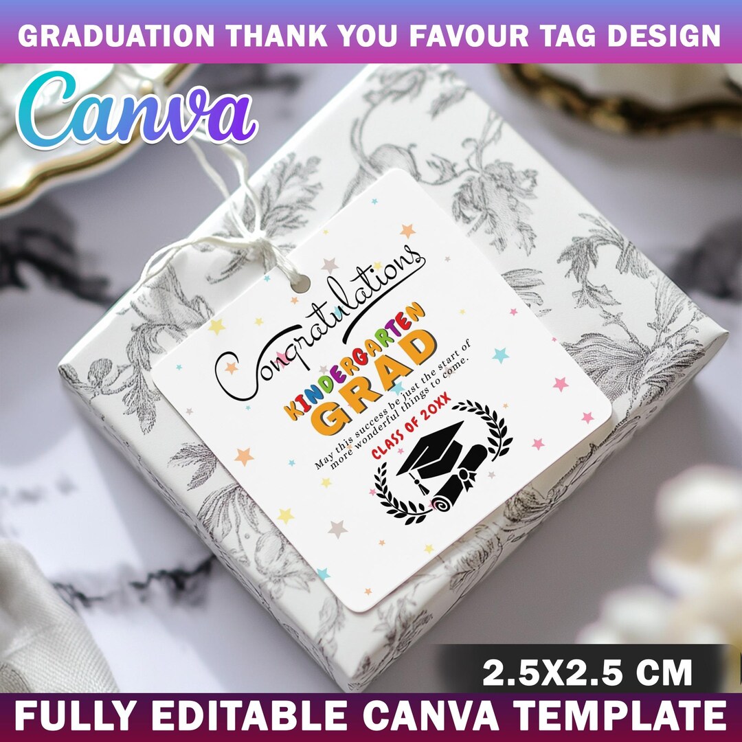 Editable Kindergarten Graduation Favor Tag Design Template ...