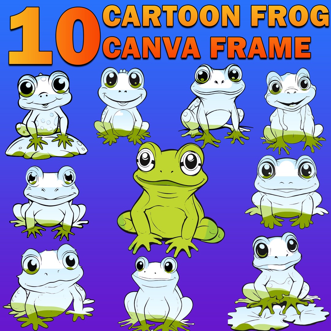 DIY Custom Canva Frame Cartoon Frog Design Template, Easy Drag and Drop ...