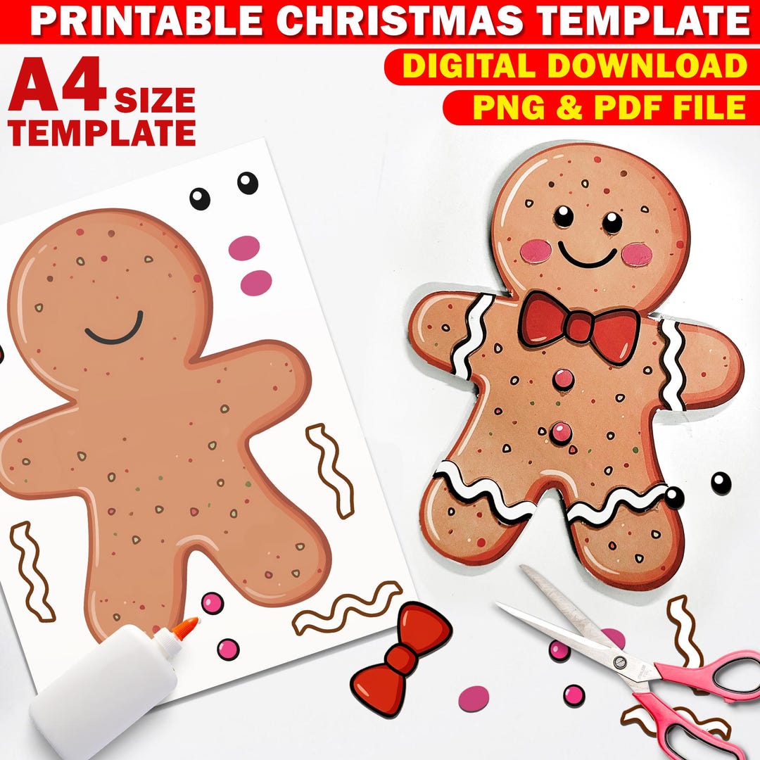 DIY Gingerbread Printable Craft for Kids Christmas Winter Kids Activity ...
