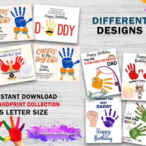 25 Happy Birthday Dad Handprint Art Bundle | Footprint Art Craft ...