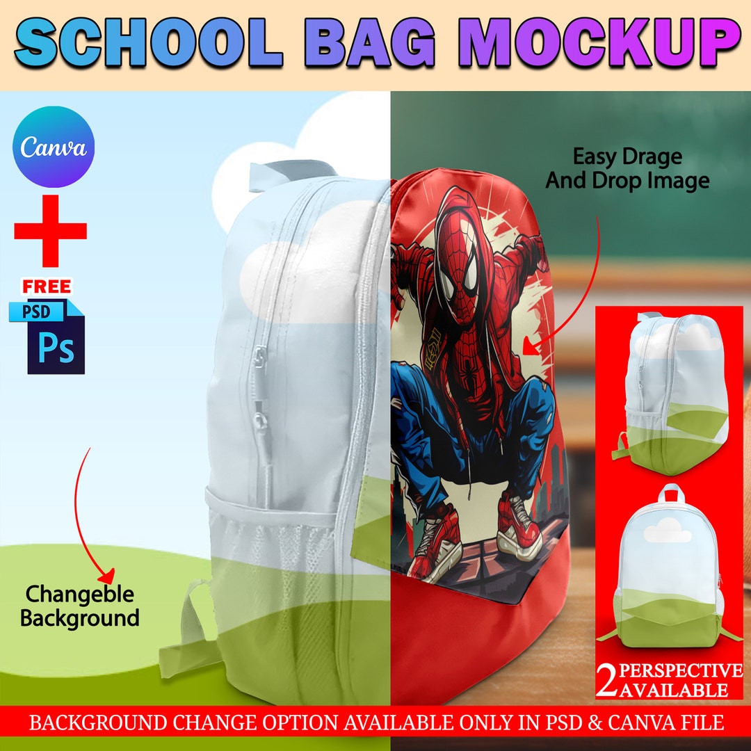 Canva School Bag Mockup for Sublimation, Bag Pack Mockup Template ...