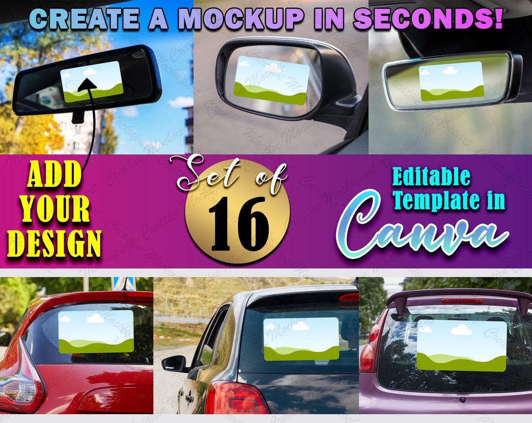 16 Car Canva Sticker Mockup Bundle | Vinyl Decal Mockup, Car Decal Canva Mockup, Sticker Decal ...