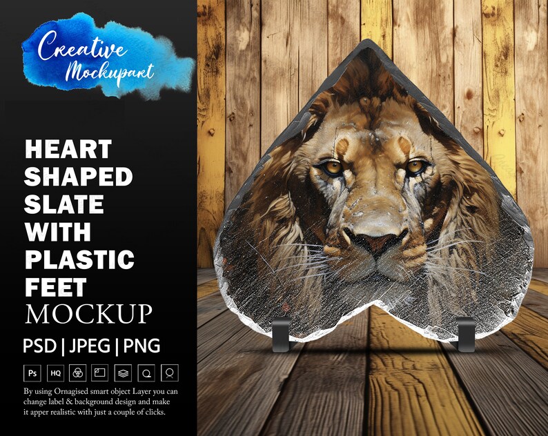 Heart Shaped Slate Mockup (3 Template Included) for Sublimation | Add ...
