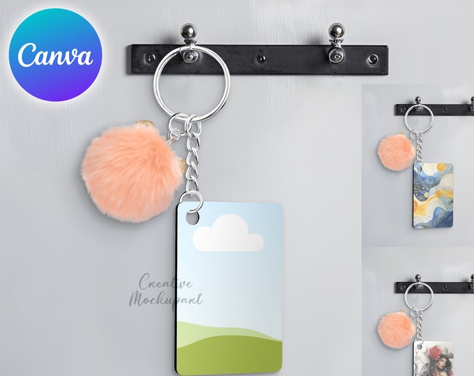 Rectangular Keychain Mockup - Product Photo for MDF Rectangle-shaped ...