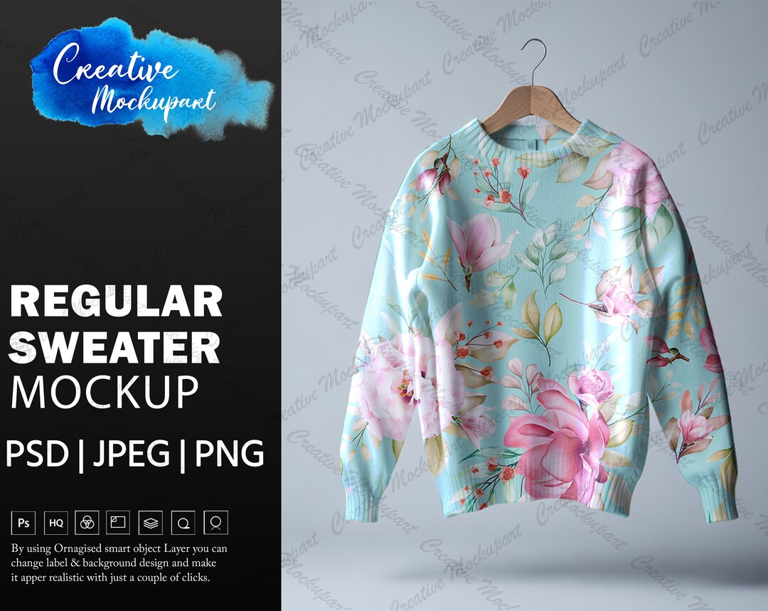 Long-sleeve Sweater Mockup: Photo Realistic, Customizable Photoshop PSD ...