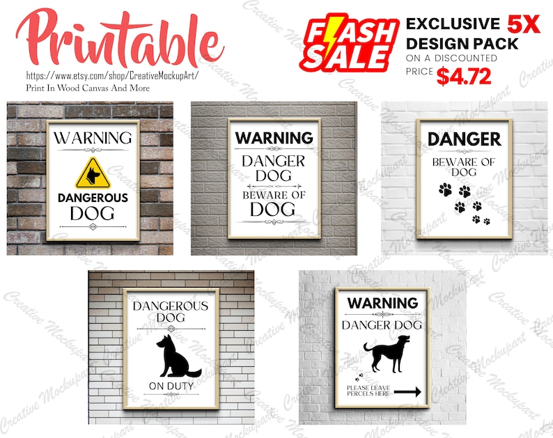 Danger Dog Sign Printable Pack, Dangerous Dog Leave Parcel Outside ...