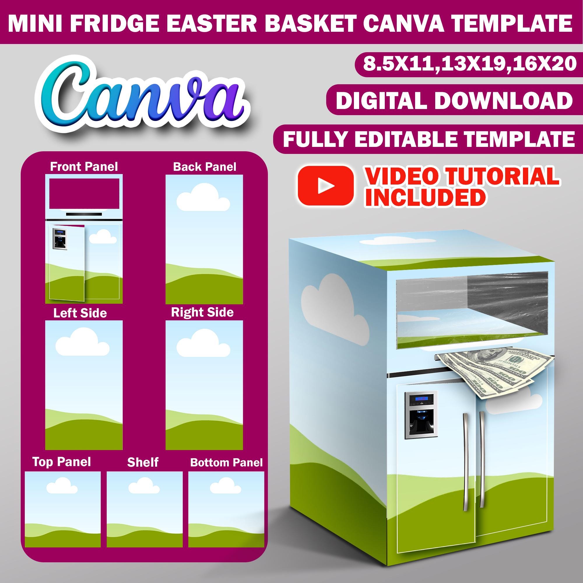 French Door Mini Fridge Gift Box Canva Template, Foam Board Easter ...