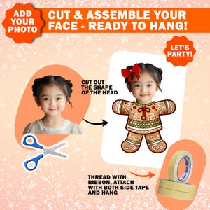 Add Your Own Gingerbread Custom Photo Face Banner, DIY Gingerbread ...