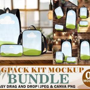 Canva Backpack Kit Mockup Scene, Dye Sublimation School Bag Kit Mockup ...