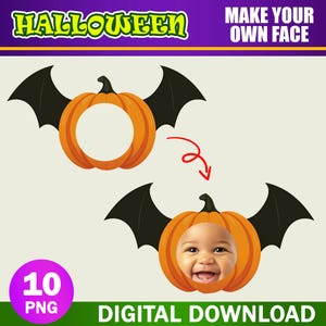 10x Halloween Add Your Own Photo Picture PNG Bundle, Bat Boo Cute Ghost ...