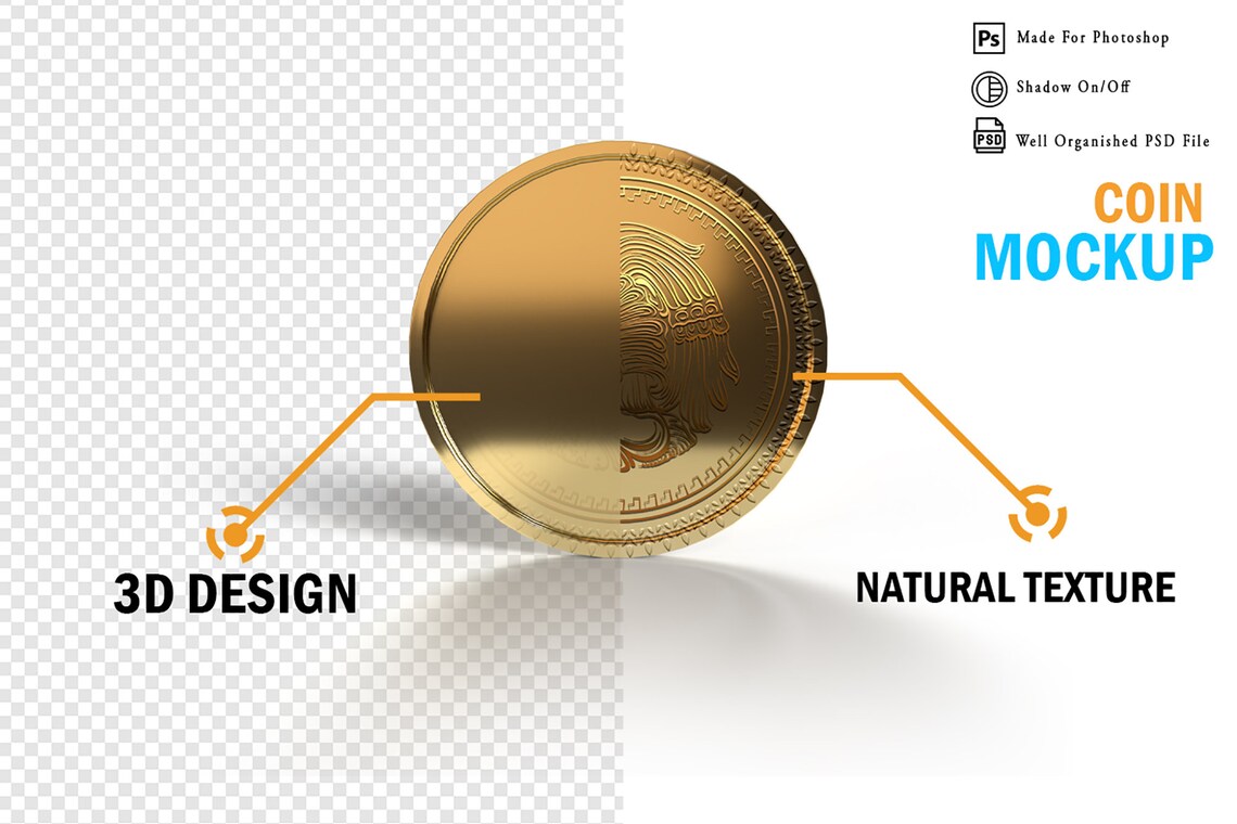 Coin Mockup - Gold/silver/bitcoin/litecoin/eethereum Mockup |add Your ...