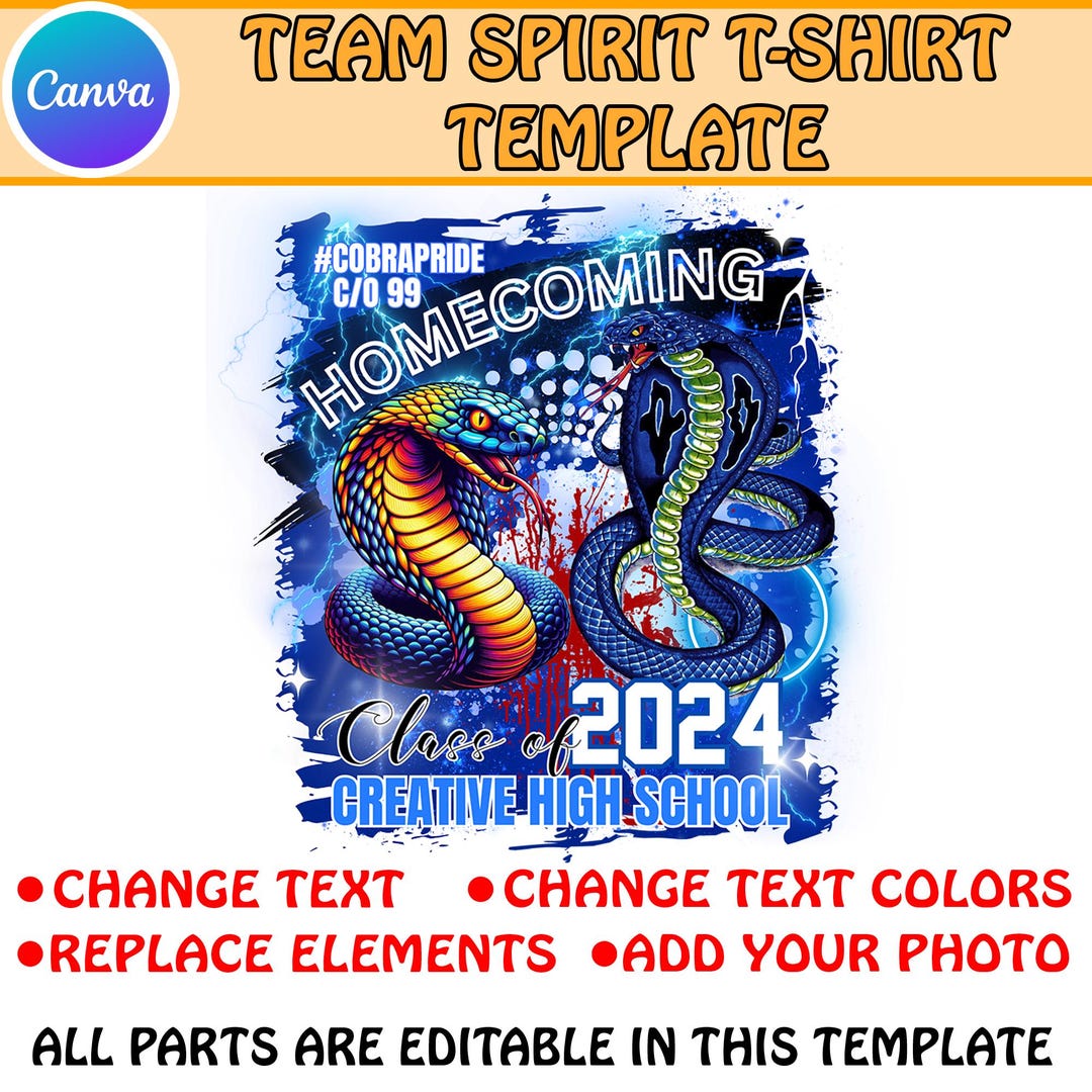 Cobra Theme Homecoming Team Spirit T Shirt Design Template, Football T ...