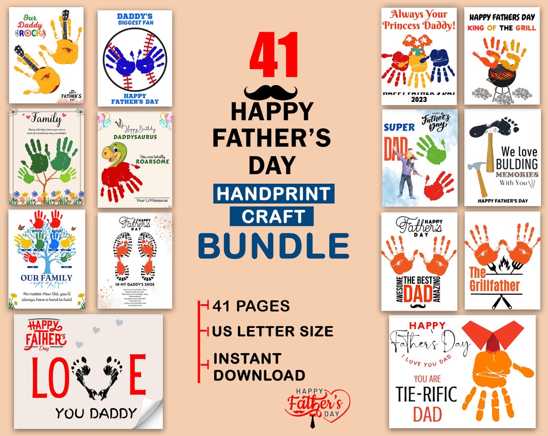 DIY Father's Day Handprint Craft Bundle, Fathers Day Art, Fathers Day ...