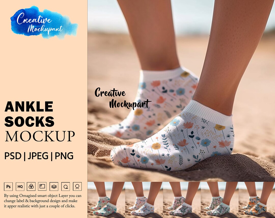 Adult Ankle Socks Mockup for Dye Sublimation | Stock Photography | Add ...