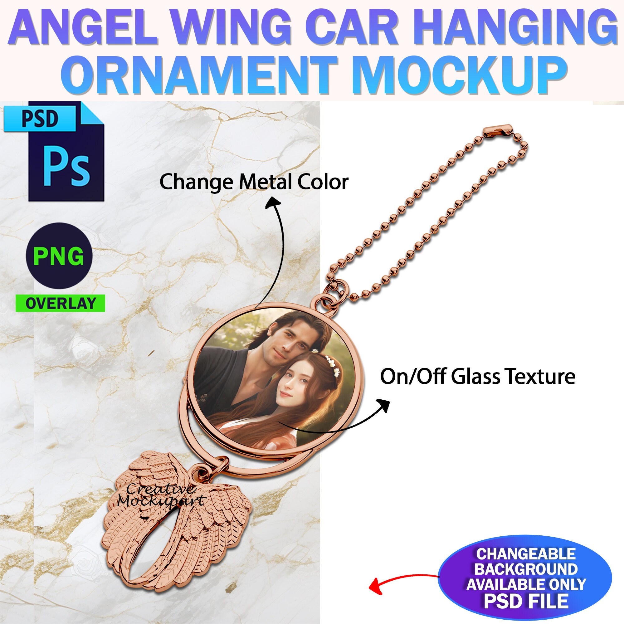 Dye Sublimation Angel Wing Car Hanging Ornament Mockup, Hanging Mirror ...