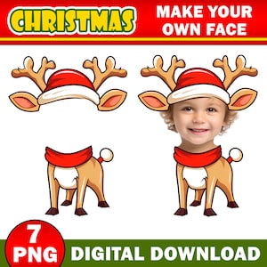 7 Christmas Add Your Own Photo Picture PNG Bundle, Santa Elf Reindeer ...