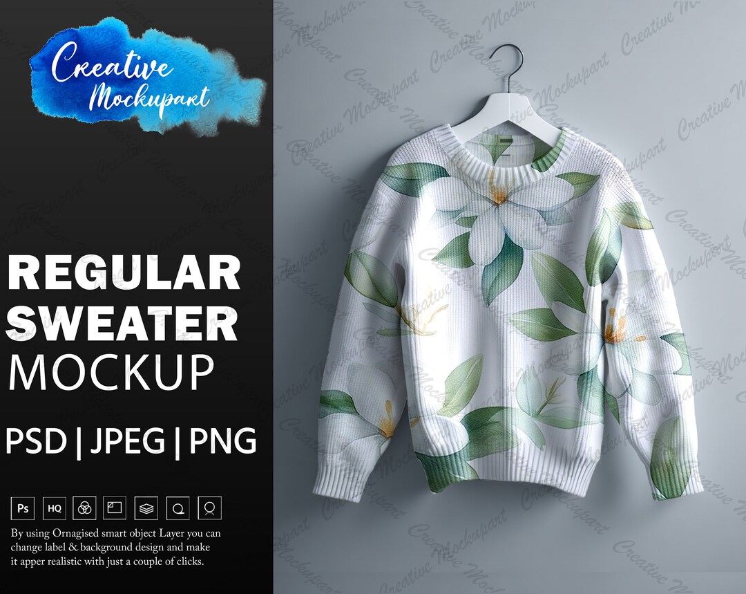 Realistic Regular Sweater Mockup | Winterwear Dress Mockup | Add Your ...
