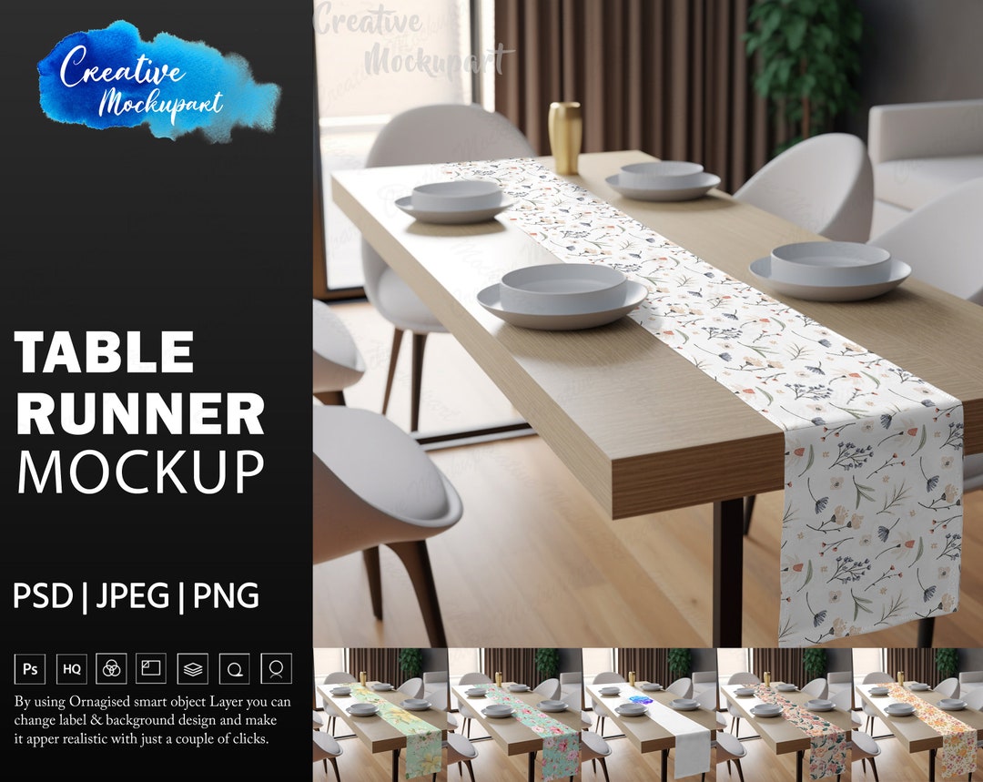 Table Runner Mockup | Dinning Room Set up | Dye Sublimation | Add Your ...