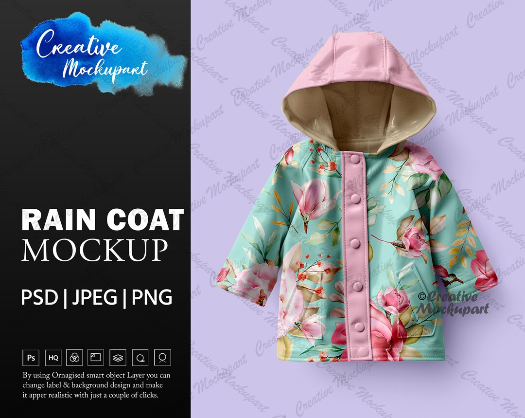 Rain Coat Mockup | Puddle Jumper Rain Coat | Change Background, Add ...