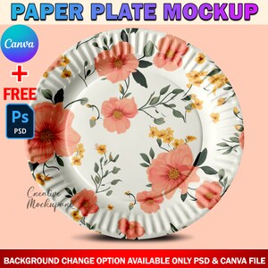 Canva Paper Plate Mockup, Dinner Plate Mockup, Kitchen Plate Mockup ...