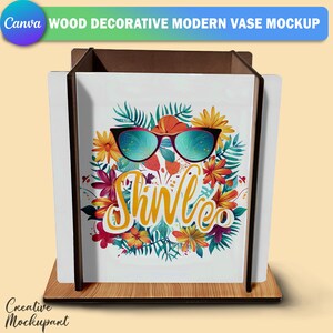 Dye Sublimation Canva MDF Wood Box Mockup, Wood Decorative Vase Mockup ...