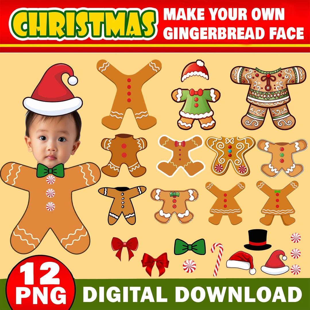 Gingerbread Add Your Own Photo Picture PNG Bundle, Christmas Add Photo ...