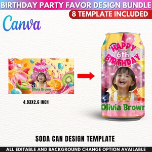 8X Fruits Theme Birthday Party Favor Template Bundle, Canva Editable ...