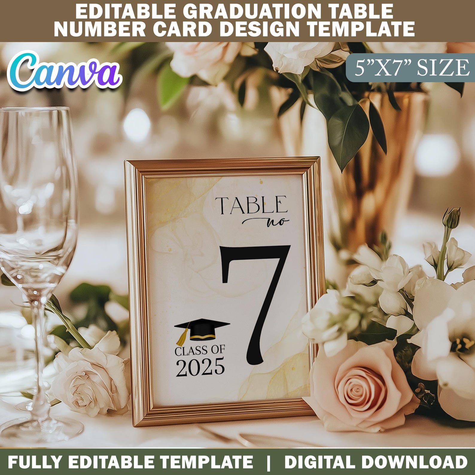 Printable Graduation Table Number Card Design Template, Simple Grad ...