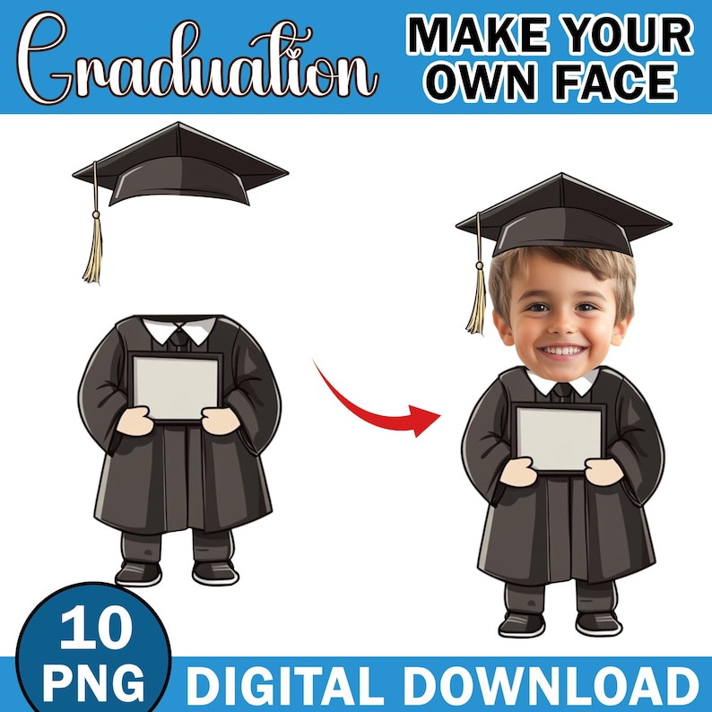 DIY Kindergarten Graduate Yourself PNG, Graduation Add Your Own Photo ...