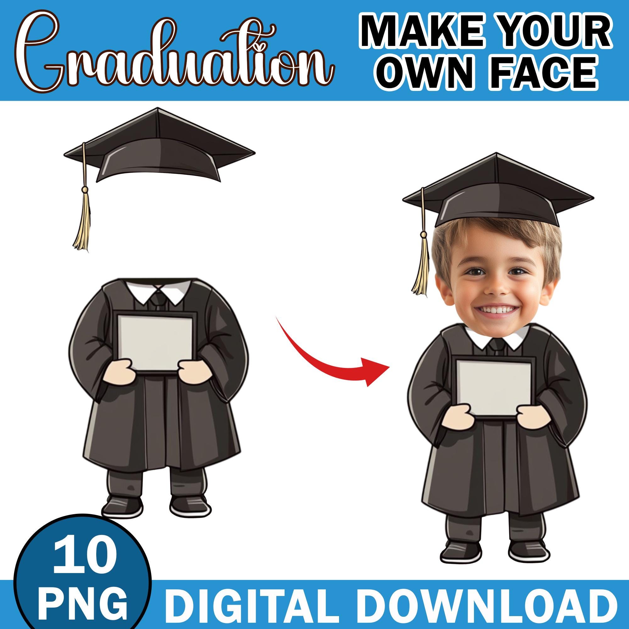 DIY Kindergarten Graduate Yourself PNG, Graduation Add Your Own Photo ...