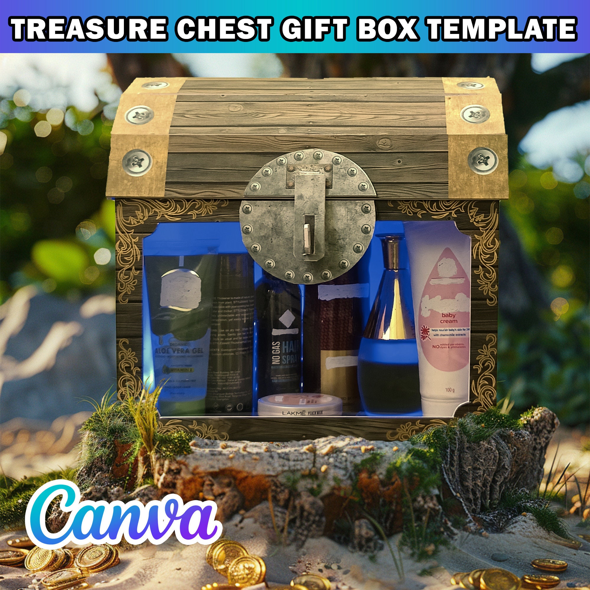 Treasure Chest Gift Box Canva Template, Foam Board Pirate Treasure ...