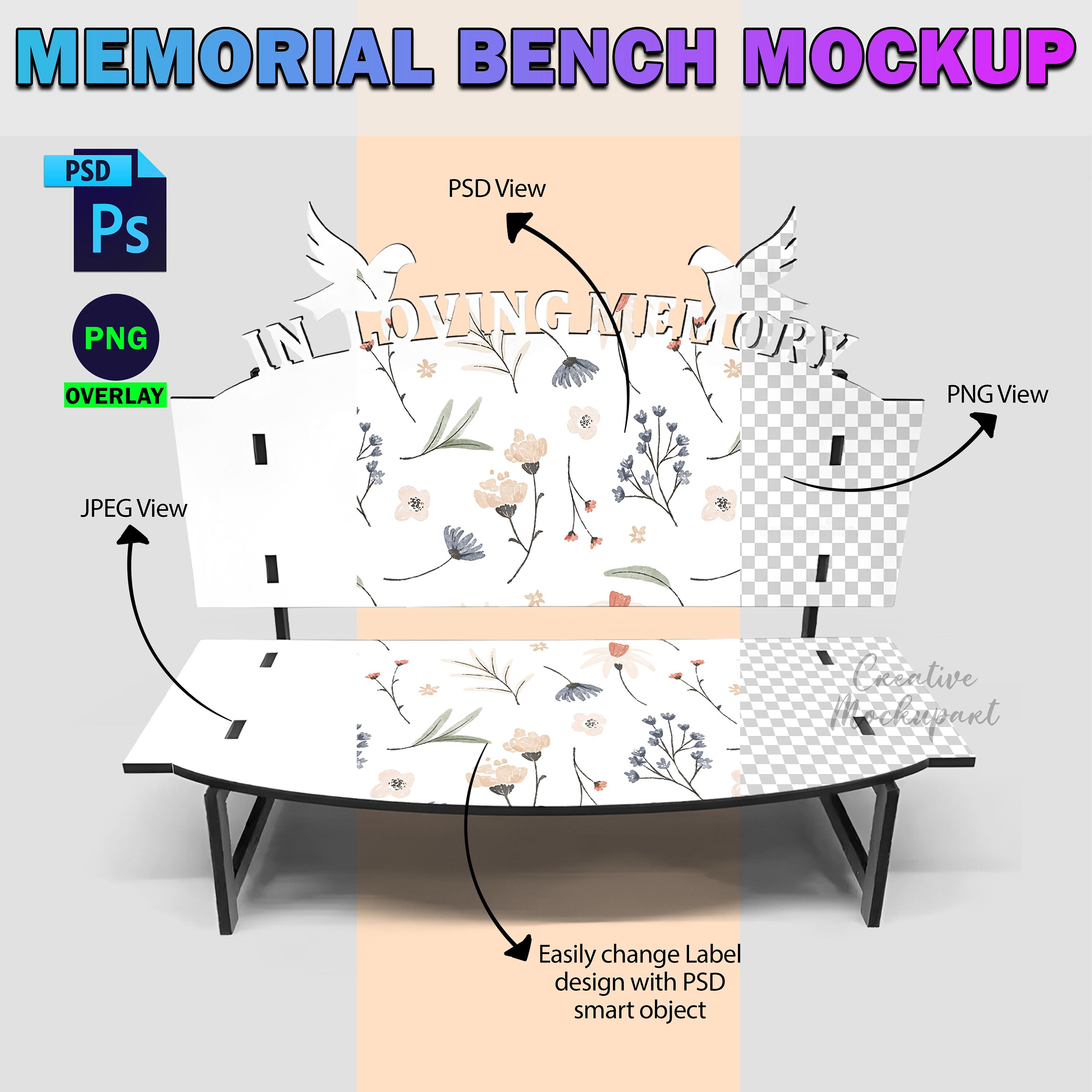 Dye Sublimation in Loving Memory Memorial Bench Mockup, Insert Your Own ...
