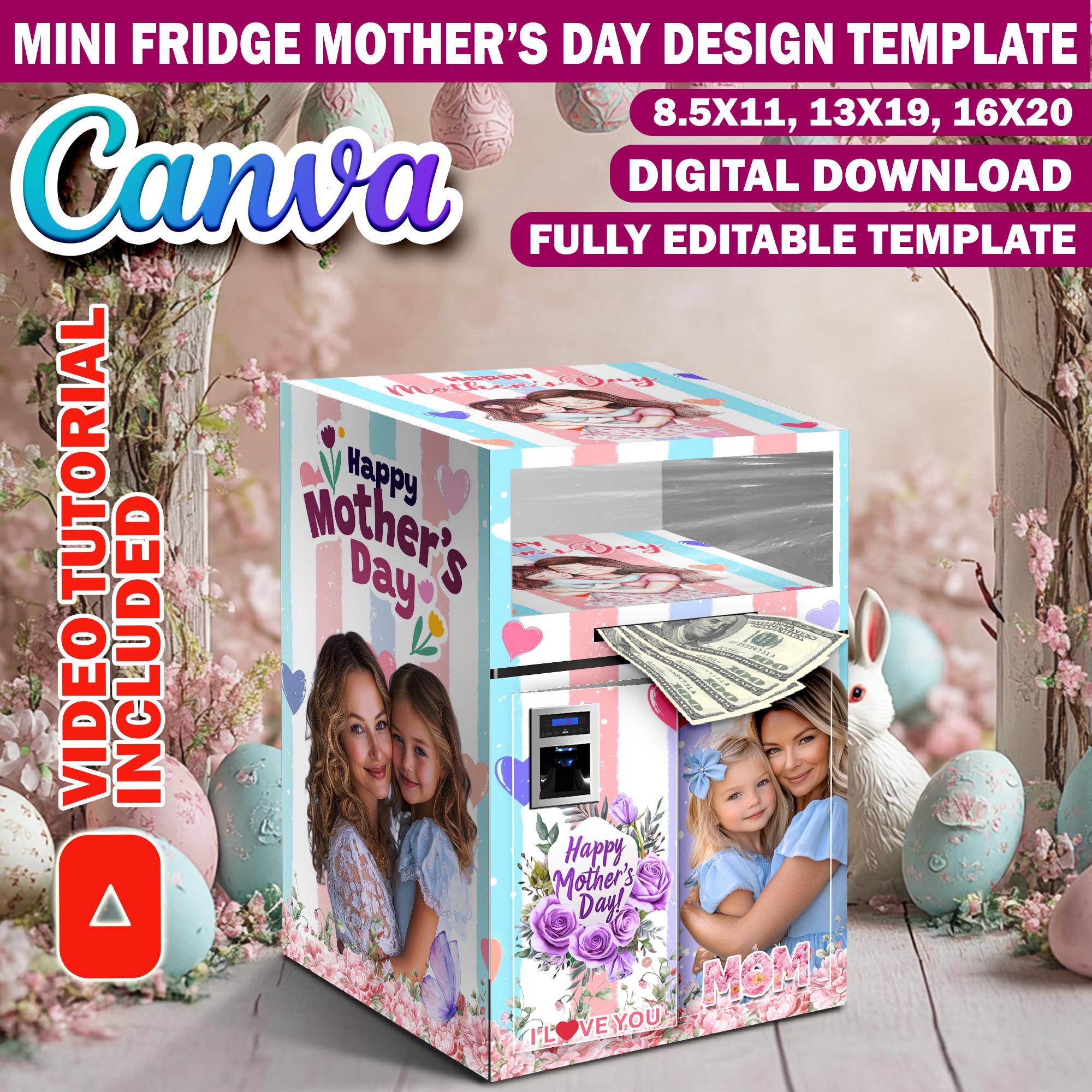 Mothers Day Mini Fridge Gift Box Canva Template, Foam Board Mother's ...