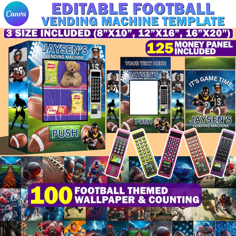 Editable Football Vending Machine Template, DIY Vending Machine for ...