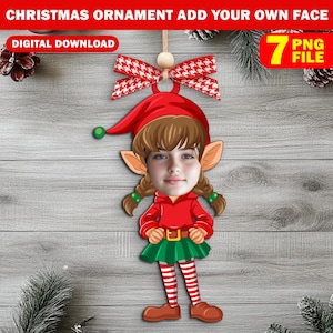 Christmas Add Your Own Custom Photo Face Ornament, DIY Elf Yourself PNG ...