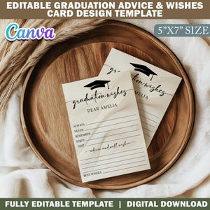 Graduation Advice & Wishes Card Design, Editable Graduation Advice Card ...