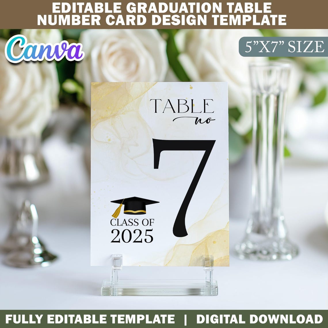 Printable Graduation Table Number Card Design Template, Simple Grad ...