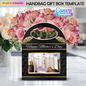 Editable 8.5x11 Luxury Handbag Gift Box Design Template Bundle, Canva ...