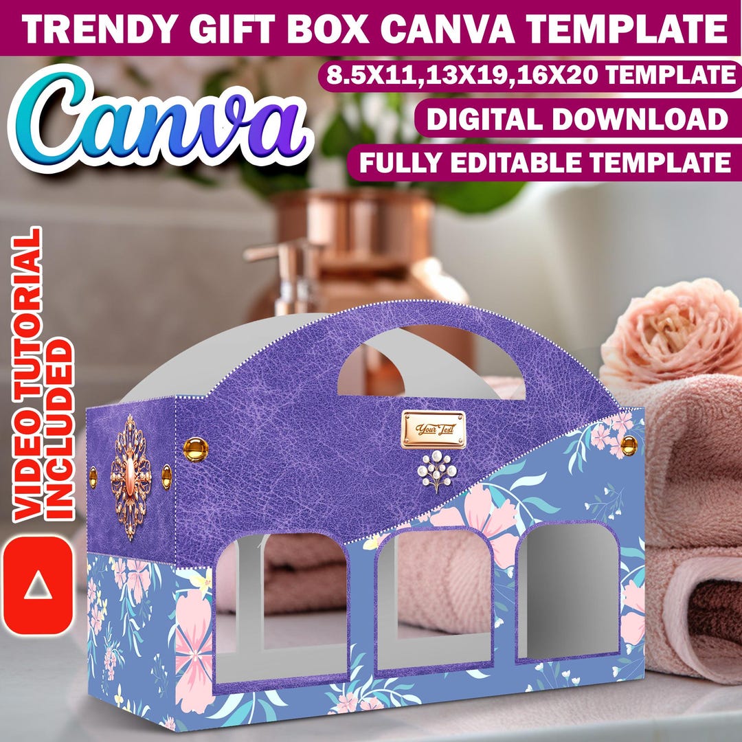 Canva Trendy Purse Gift Bag Box Design Template, DIY Designer Handbag ...