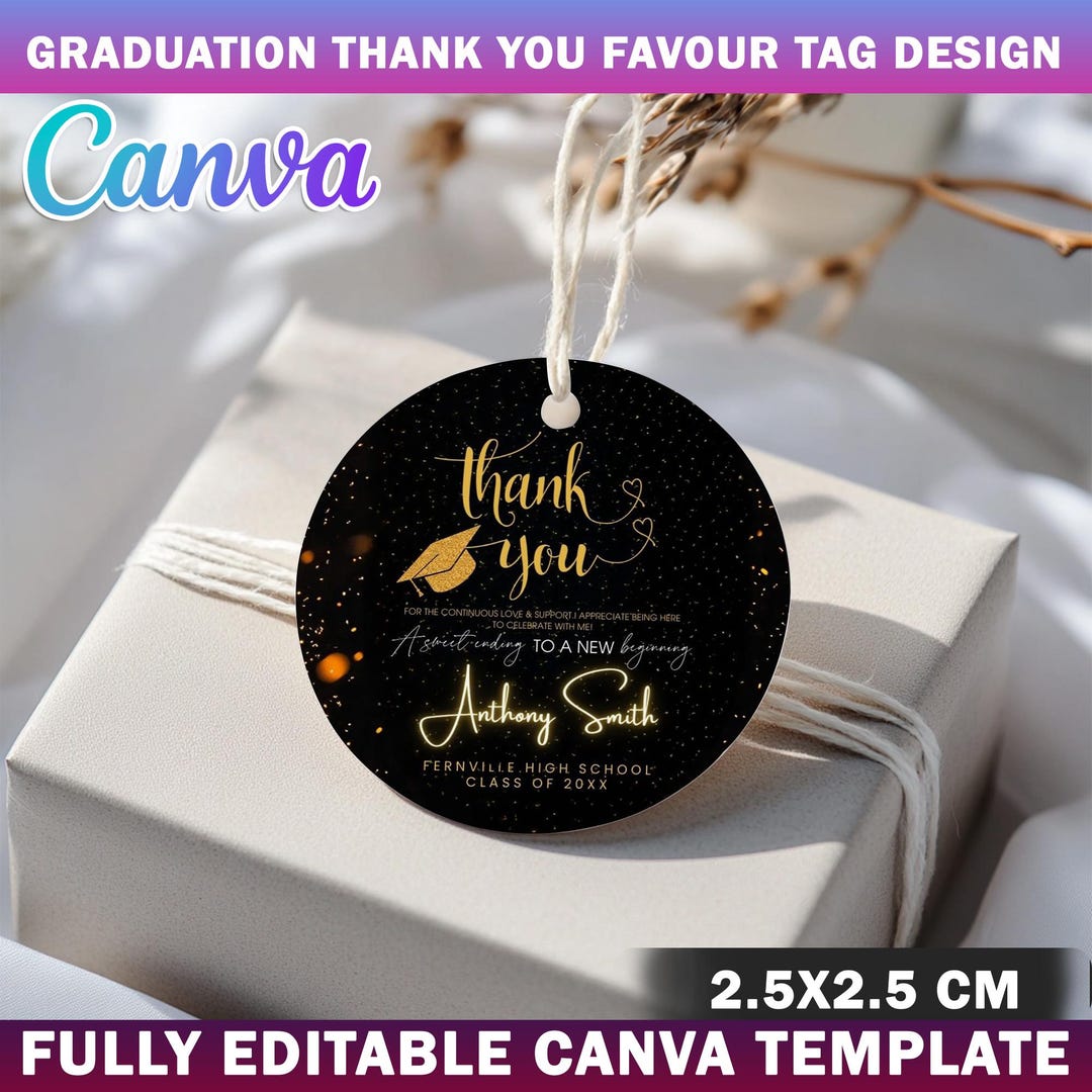 Graduation Thank You Favor Tag Design, Editable Grad Party Favor Tag ...