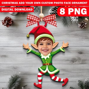 DIY Add Your Own Custom Photo Face Ornament, Christmas Elf Yourself PNG ...