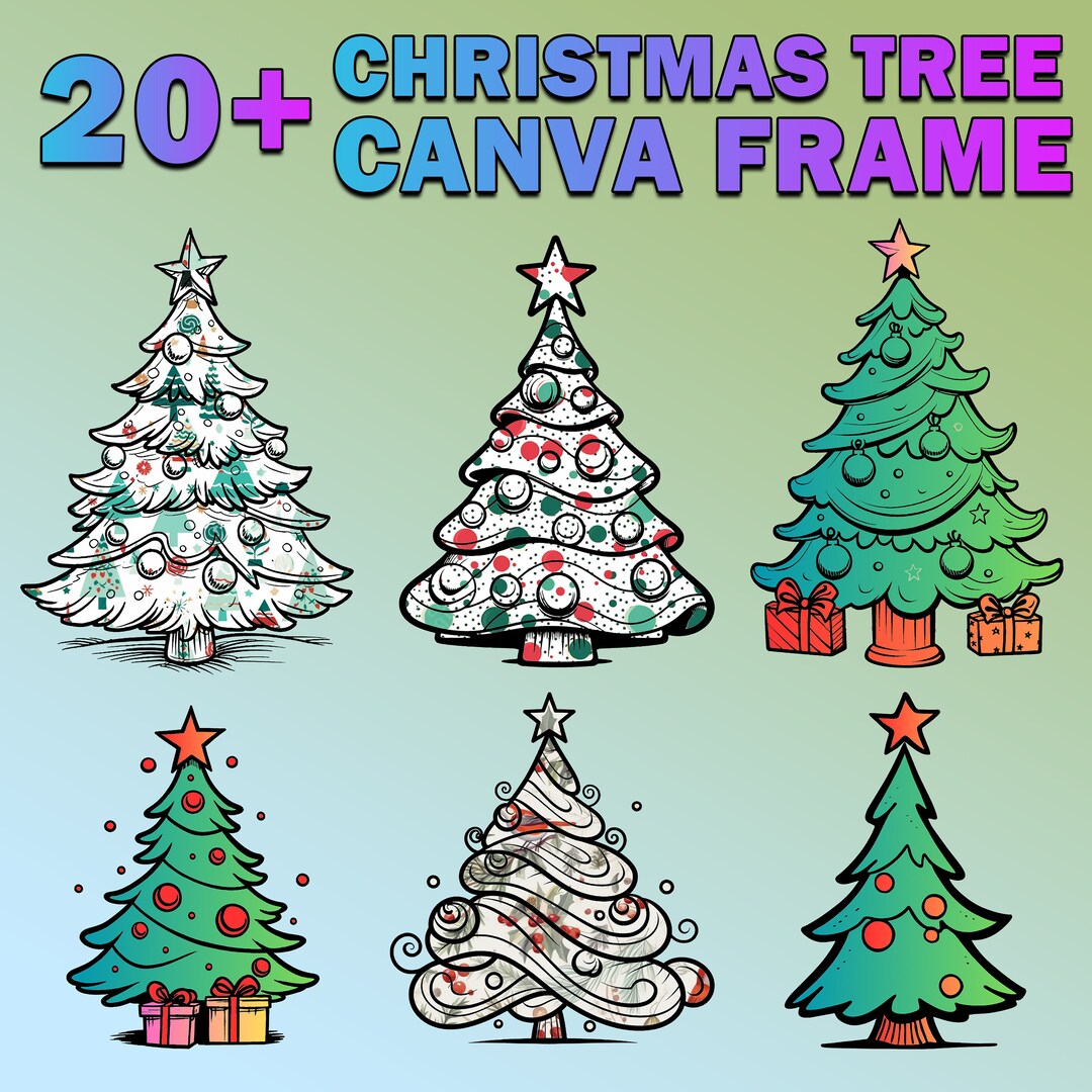 Canva Frame Christmas Tree Template Easy Drag & Drop Holiday - Etsy