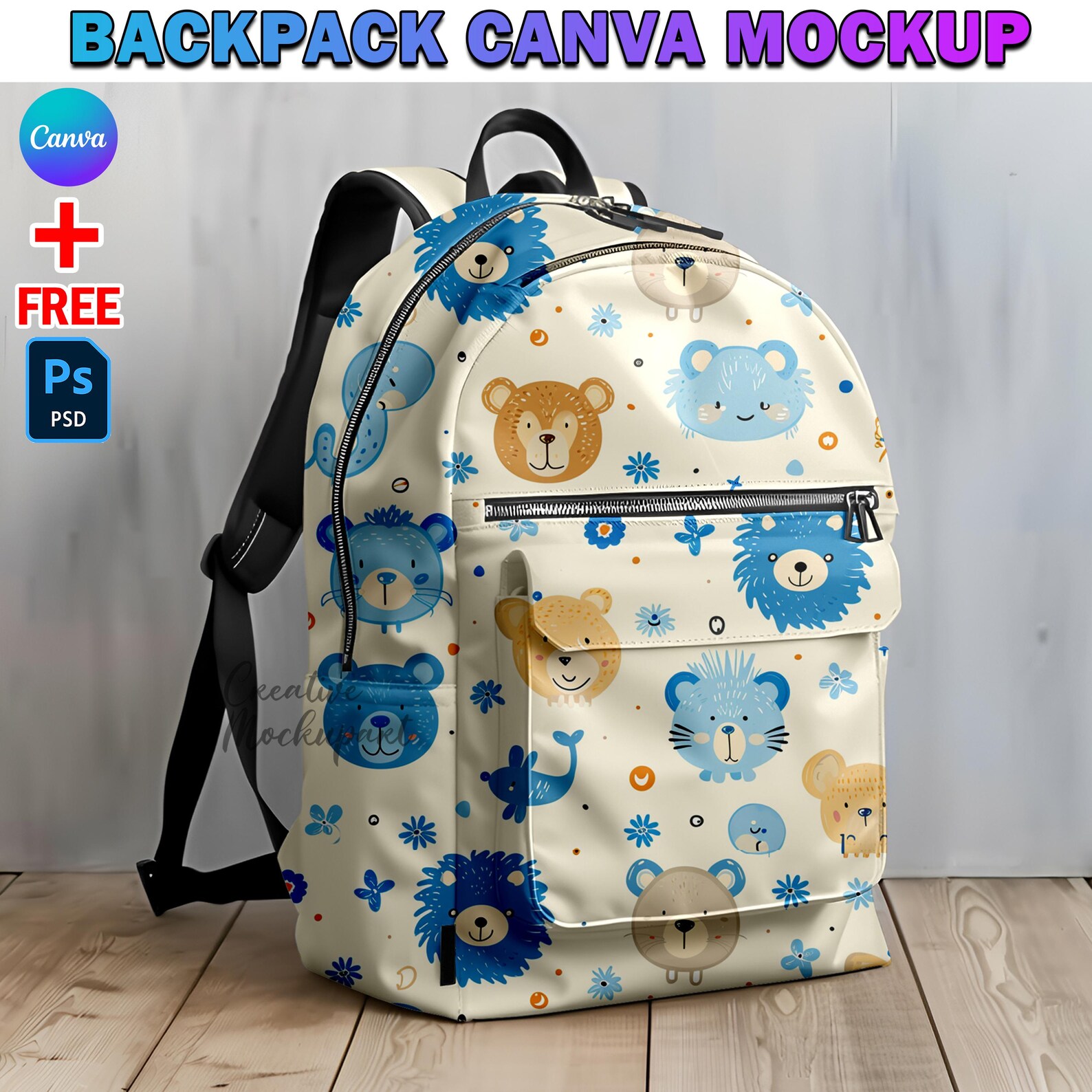 30x Canva Dye Sublimation AOP Backpack Mockup Bundle, AOP Backpack for ...